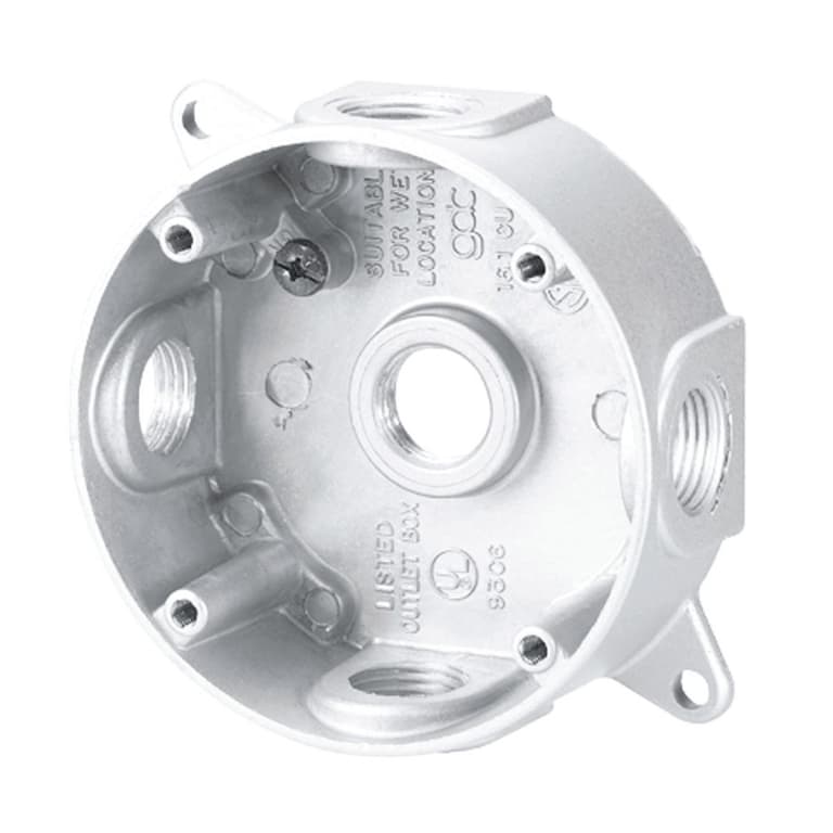 Red Dot White Weatherproof Outdoor Metal Round Junction Box | Home Hardware