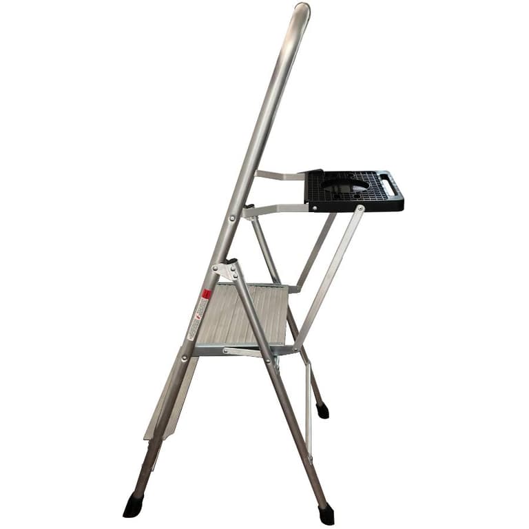 BENCHMARK 2 Step Aluminum Step Ladder, with Plastic Tray