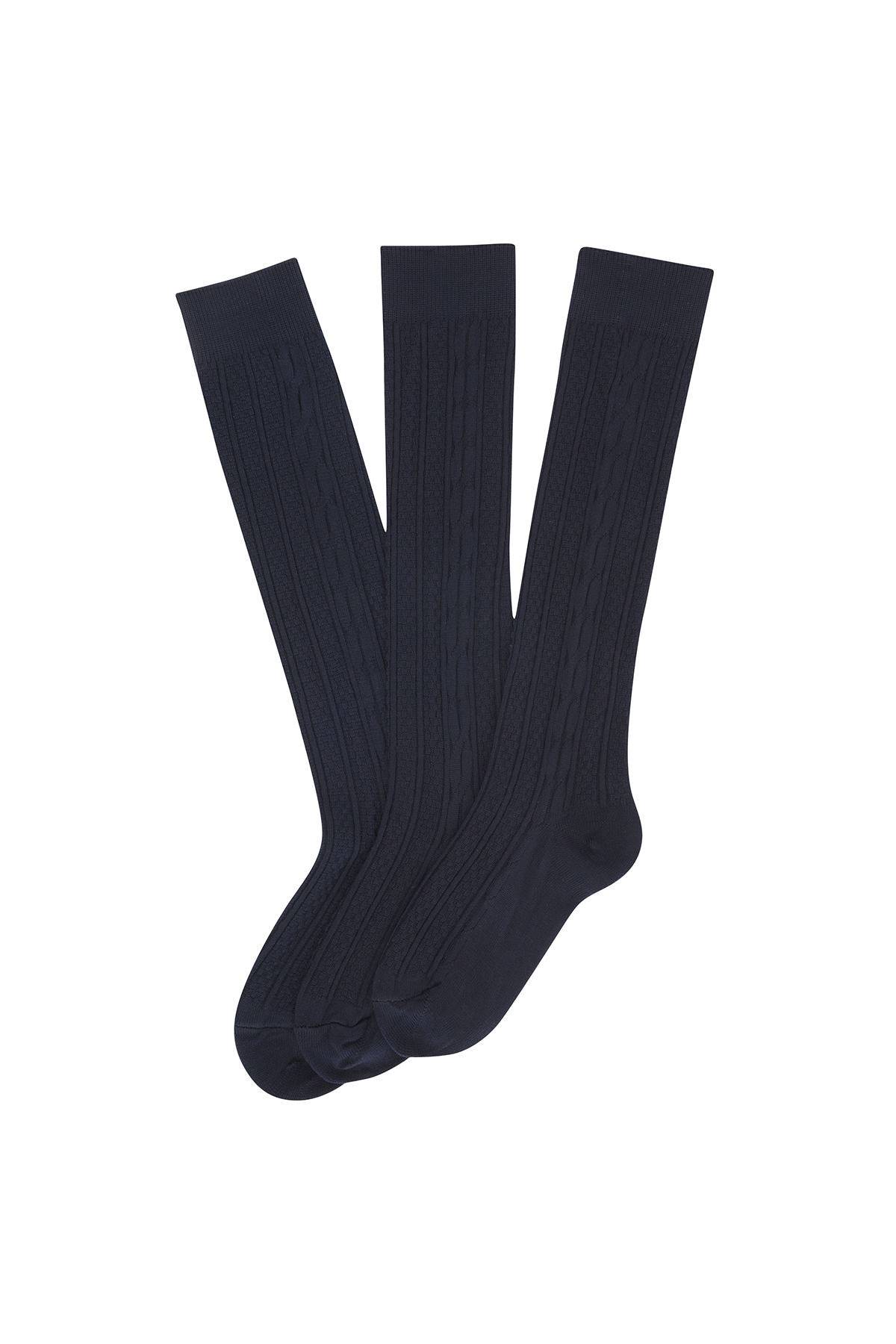 Nylon Cable Knee-high Socks 3 Pack - French Toast