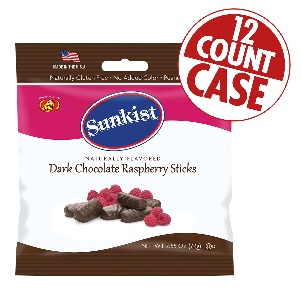 Sunkist® Dark Chocolate Raspberry Sticks – 6 Oz Bag -12 Count Case ...